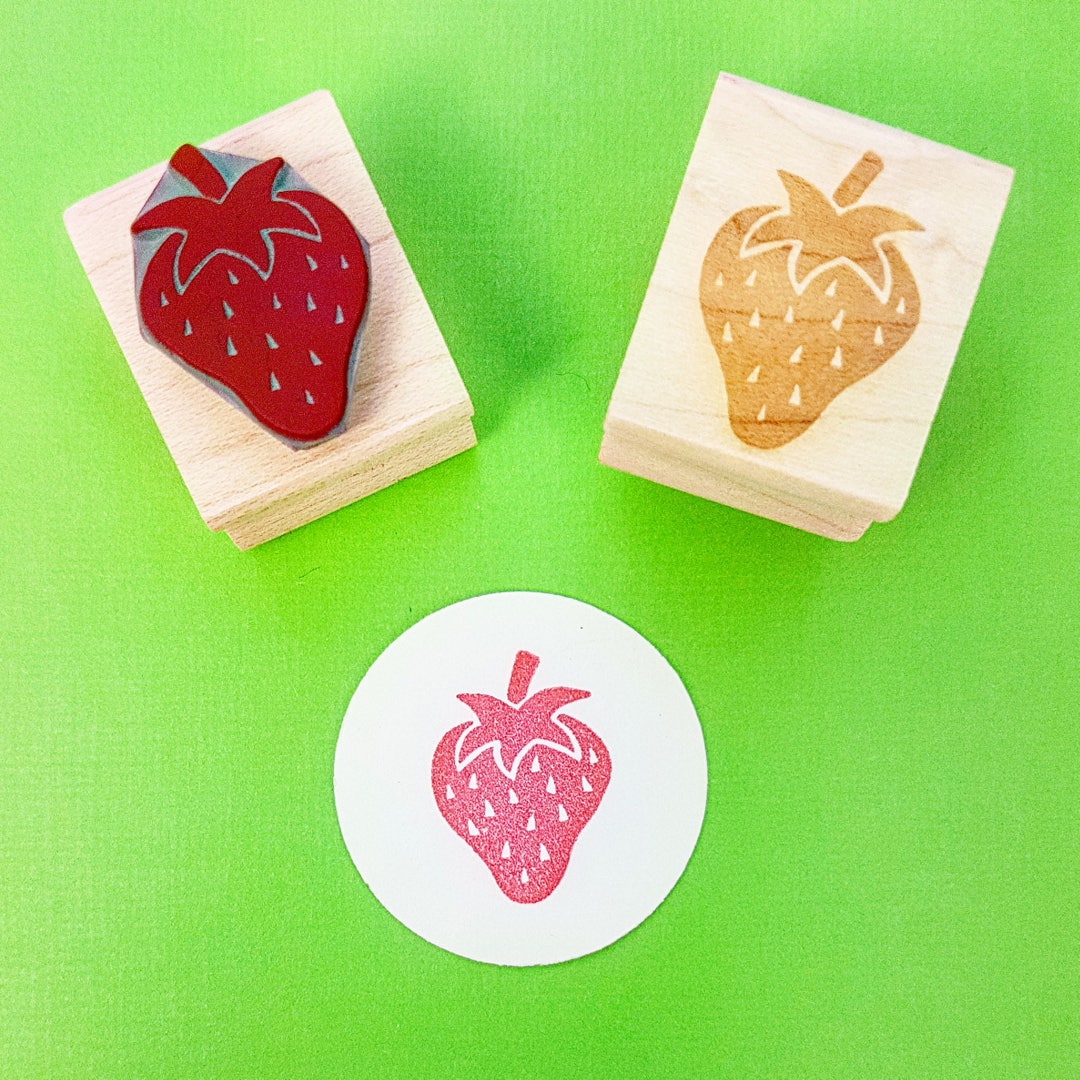 Strawberry Rubber Stamp - Juicy Strawberry Rubber Stamp - Gift for ...