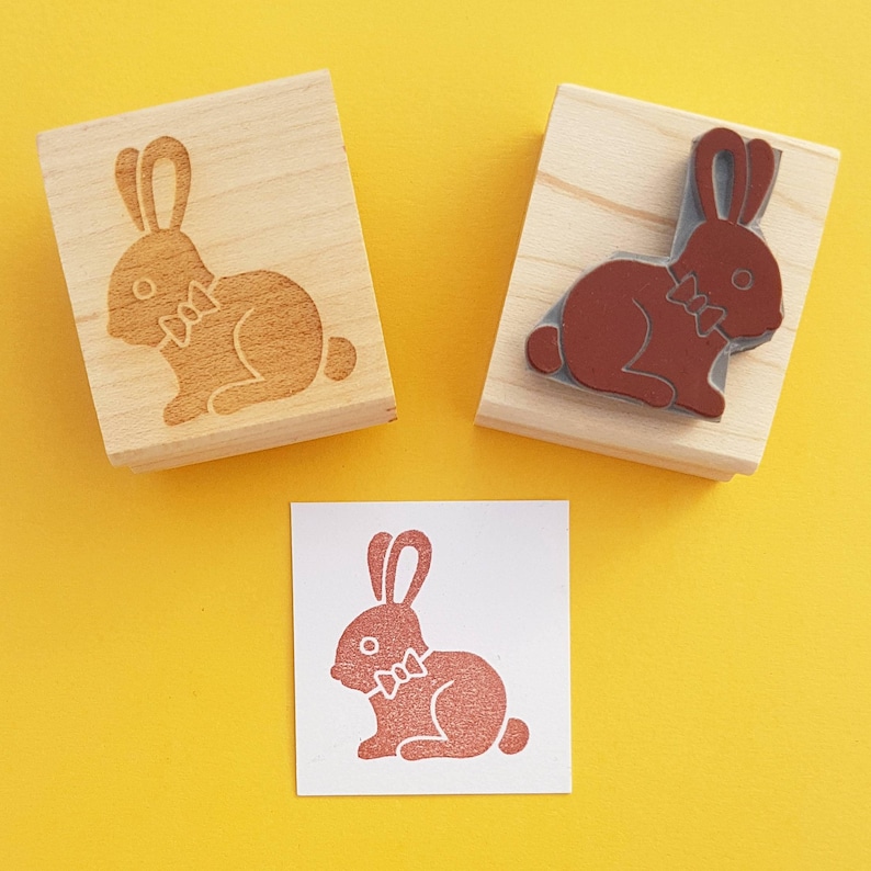 Chocolate Bunny Rabbit Stamp Rabbit Rubber Stamp Easter - Etsy