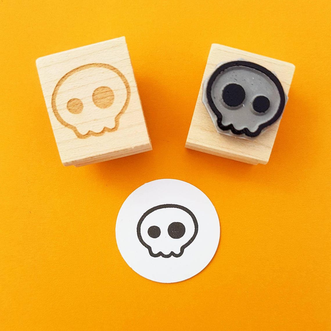 Skull Stamp Medium Quirky Skull Rubber Stamper Gift for - Etsy