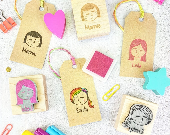 Personalised Woman Girl Character Rubber Stamp - Mothers Day Stamp ...