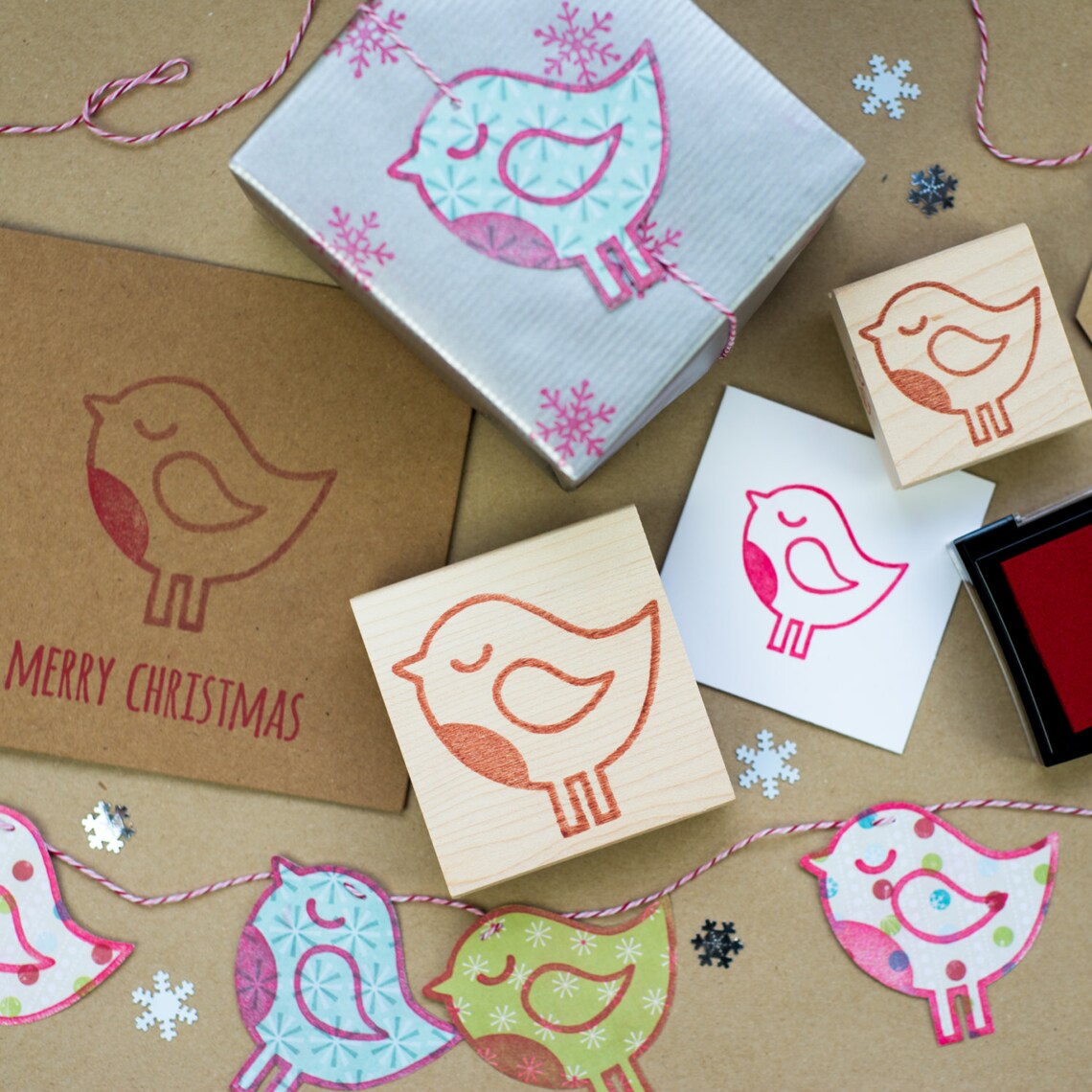 Winter Robin Christmas Rubber Stamp Christmas Craft DIY - Etsy