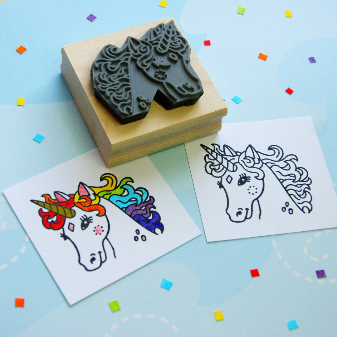 Unicorn Rubber Stamp - Pretty Unicorn Colouring in Rubber Stamp ...