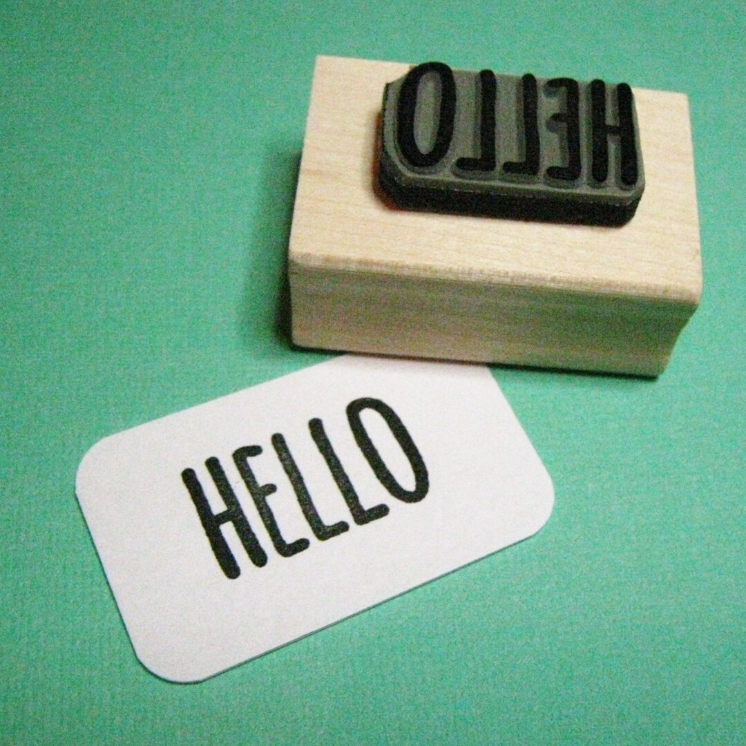 Hello Sentiment Text Rubber Stamp - Skinny Font - Card Making ...