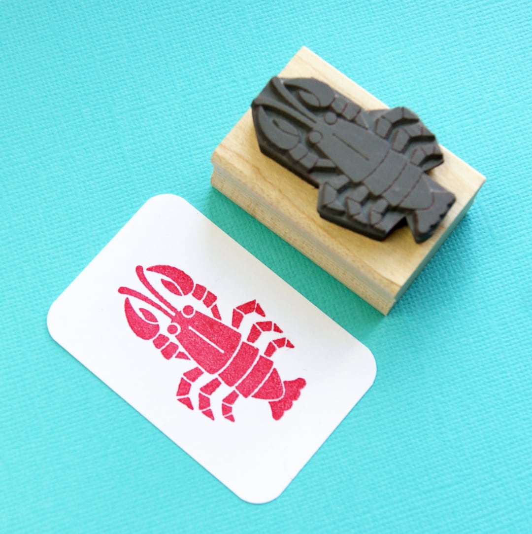 Rock Lobster Rubber Stamp - Seafood Stamper - Nautical Wedding - Gift ...