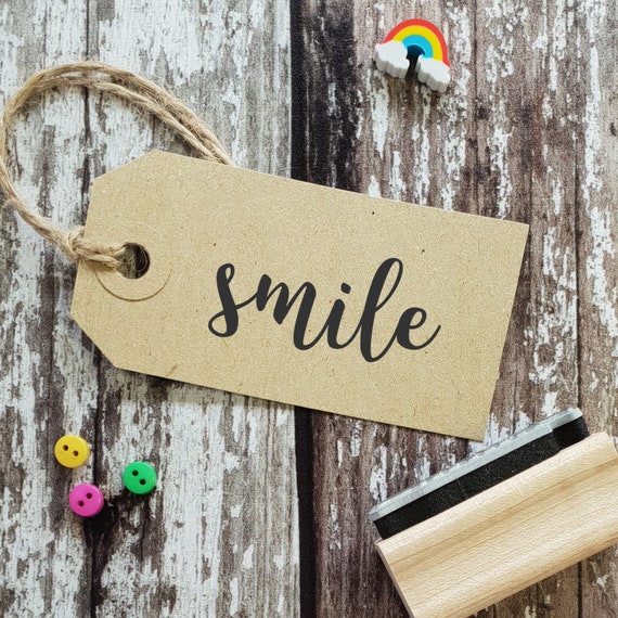Smile Script Font Rubber Stamp | Etsy