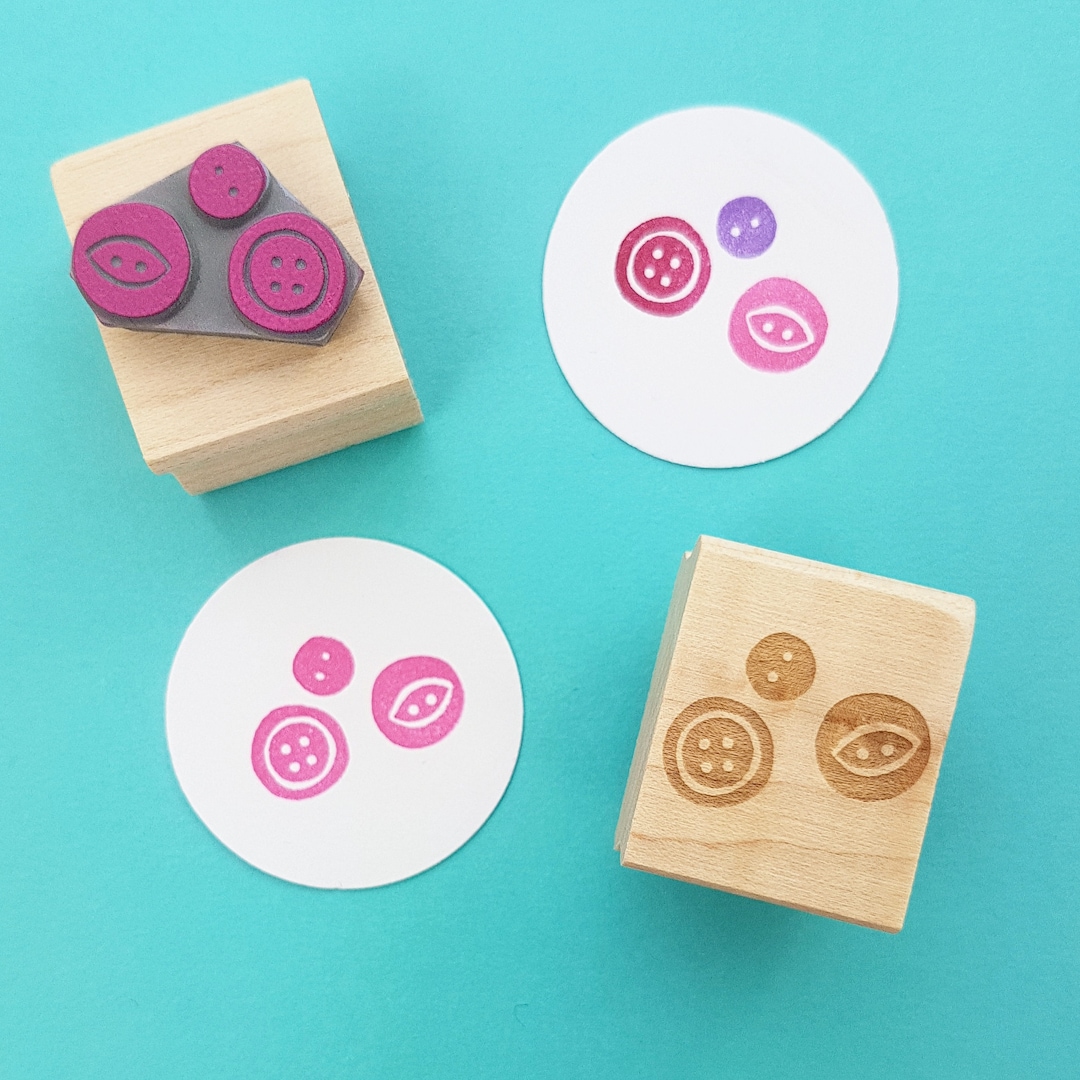 Tiny Buttons Rubber Stamp - Button Gift - Gift Button Lover - Button ...