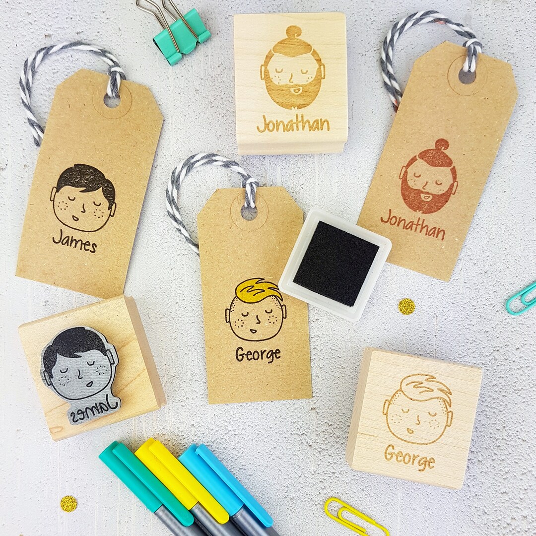 Personalised Man or Boy Character Rubber Stamp - Personalized Rubber ...