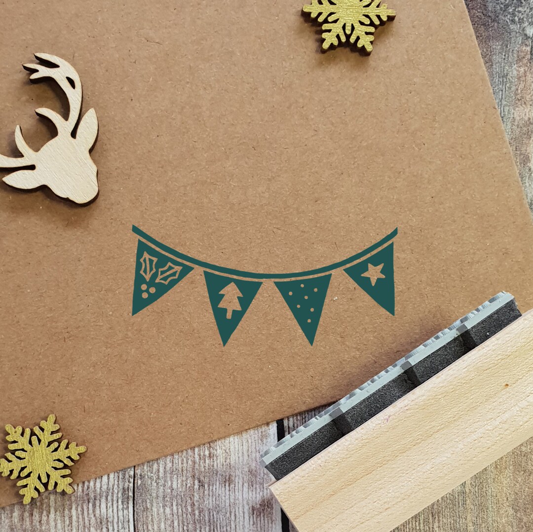 Christmas Bunting Rubber Stamp - Christmas Stamper - Flag Rubber Stamp ...