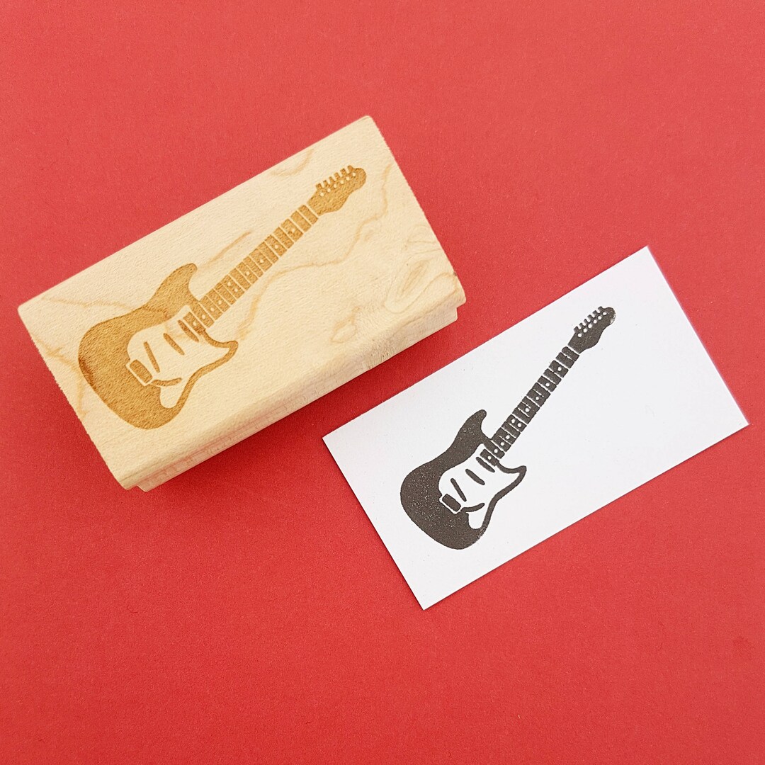 Guitar Stamp - Rock N Roll Guitar Rubber Stamp - Gift for Musician ...