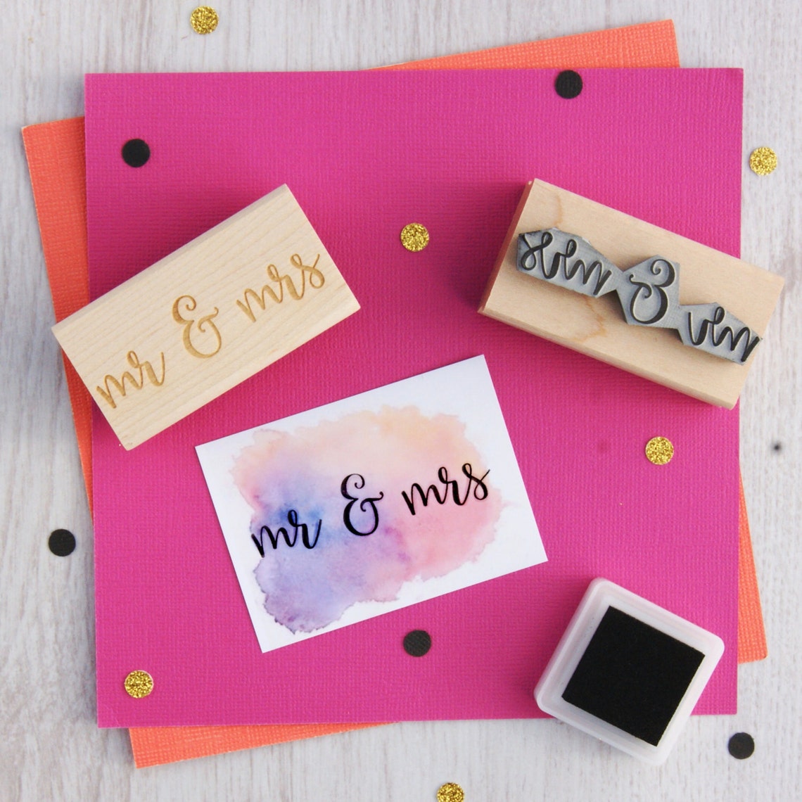 Mr and Mrs Rubber Stamp Wedding Stamper Wedding Gift DIY - Etsy