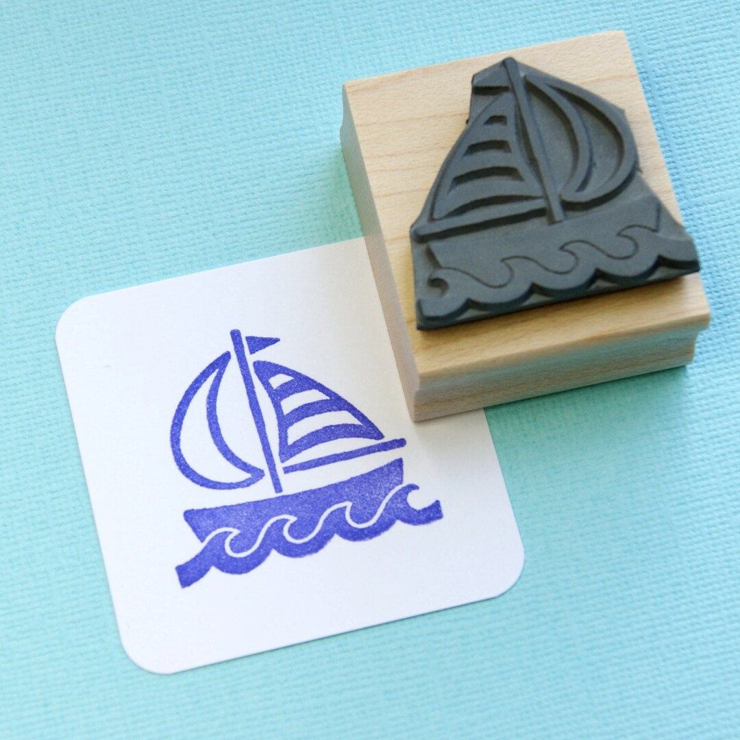 Sail Boat Rubber Stamp - Nautical Wedding - Gift for Sailor - Sea Lover ...