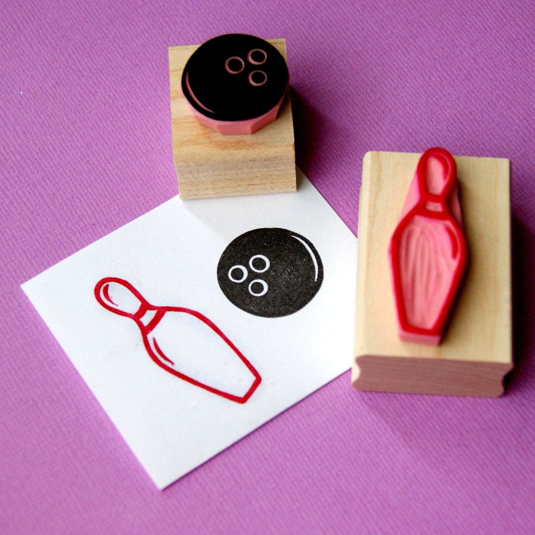 Bowling Rubber Stamp - Bowling Ball and Pin Rubber Stamps - Bowling ...