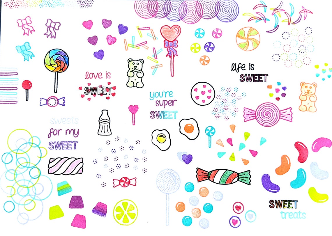 Candy Stamps Retro Sweeties Stamp Set Clear Stamps | Etsy