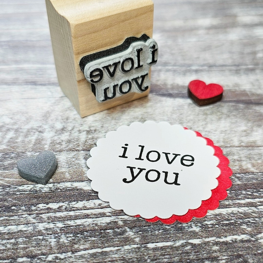 I Love You Mini Rubber Stamp Script Text - Love Stamper - Wedding Gift ...