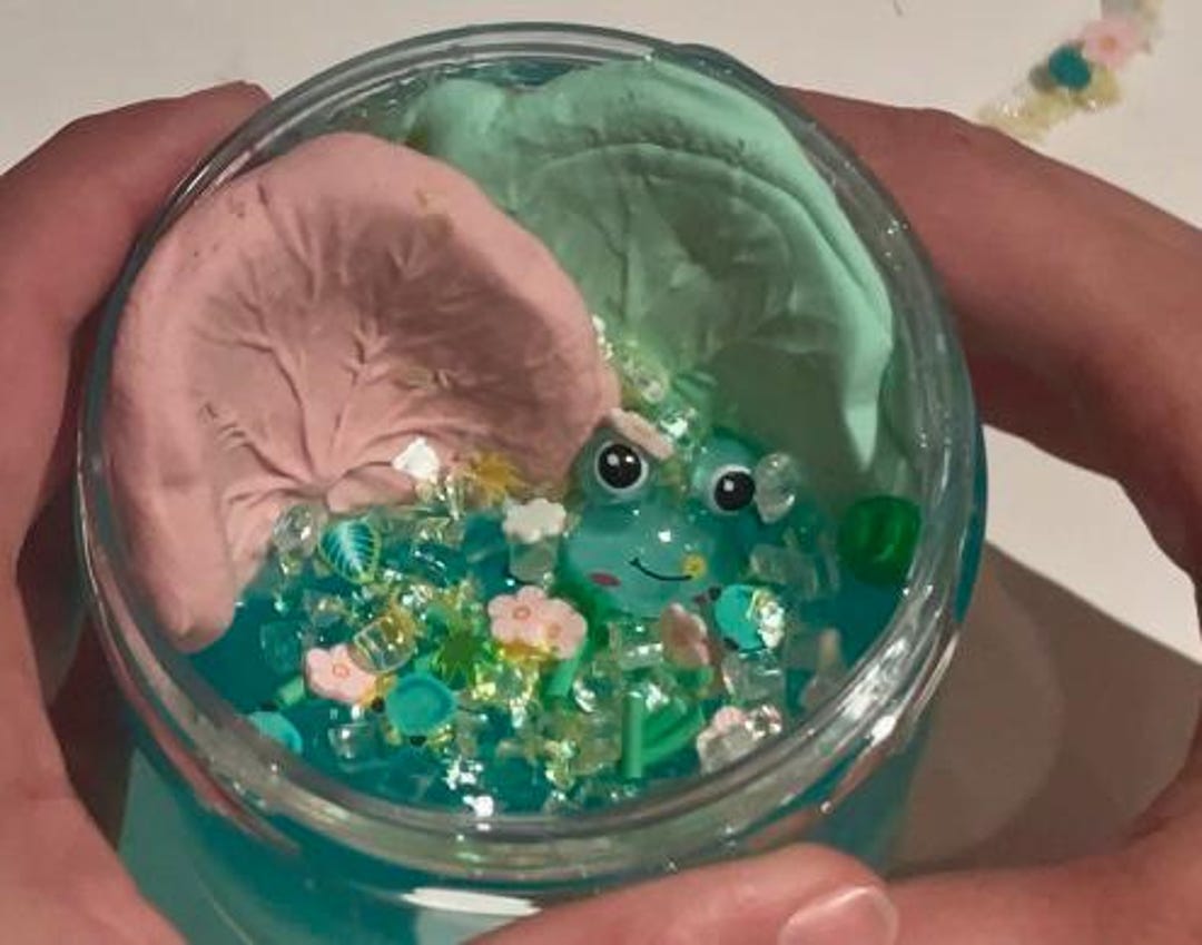 Froggy Pond Slime Clay DIY Slime With Clear Base With Two Clay Lily ...