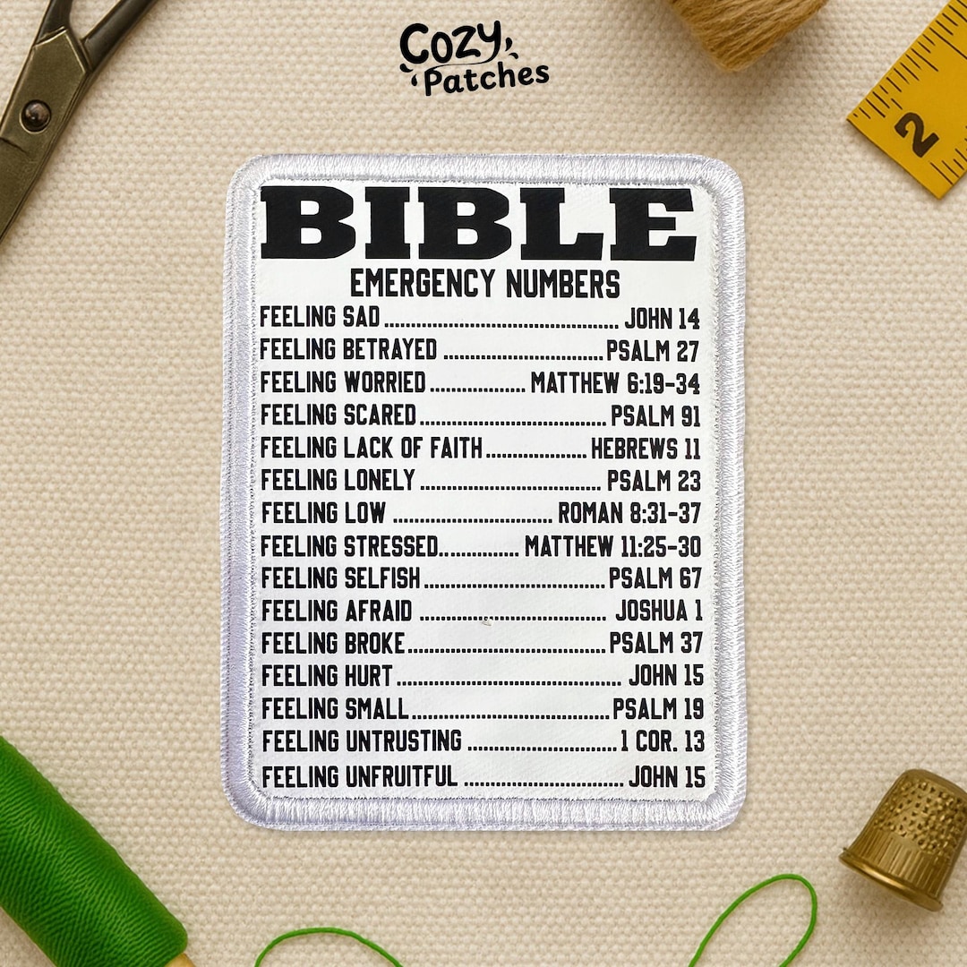 Bible Emergency Numbers Patch, Catholic Christian Embroidered Patch ...