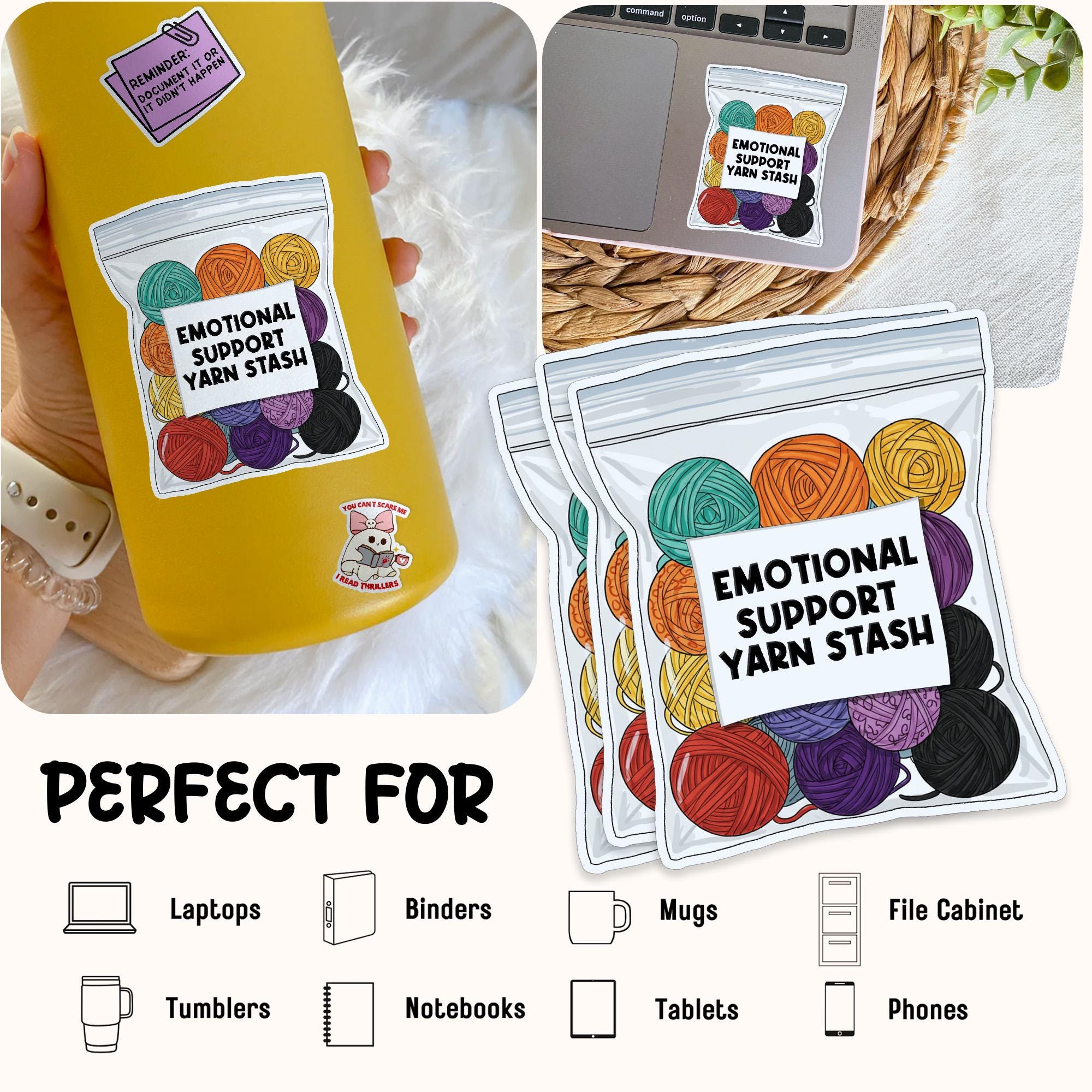 Emotional Support Yarn Stash Sticker, Funny Crochet Crocheting ...