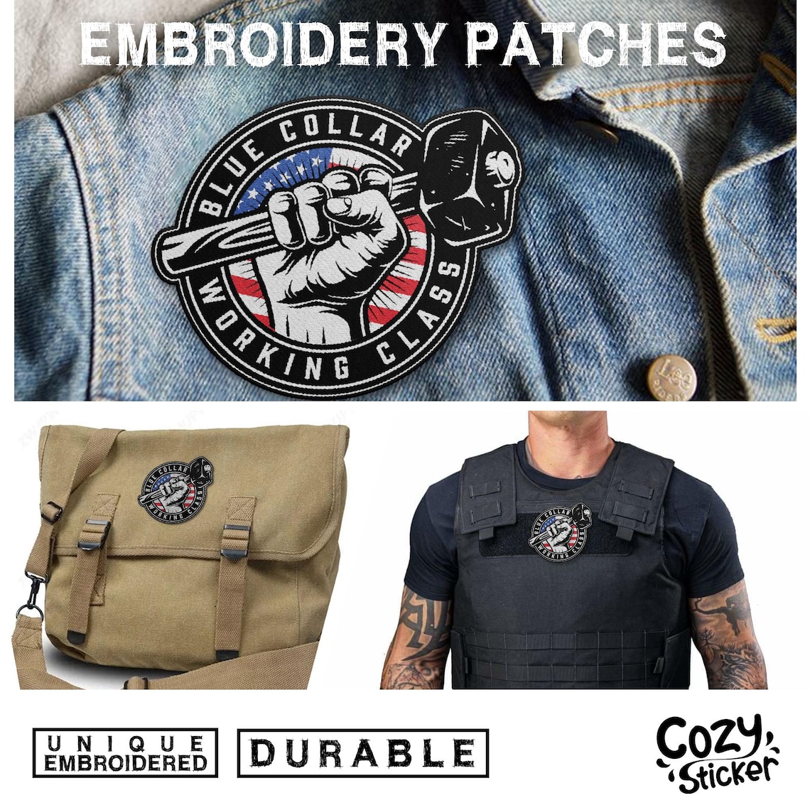 Blue Collar Working Class Patch, American Flag Mechanic Welder Tool ...