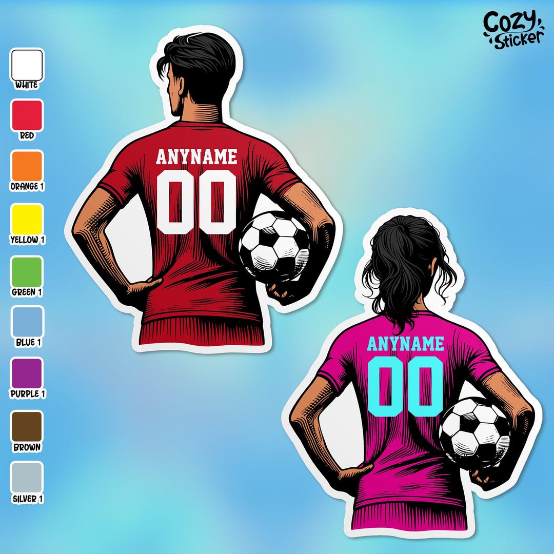 Custom Soccer Player Sticker, Personalized Soccer Team Name and Number ...
