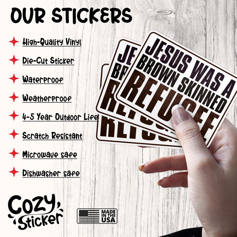 Jesus Was A Brown Skinned Refugee Sticker, Immigration, Equal Rights ...