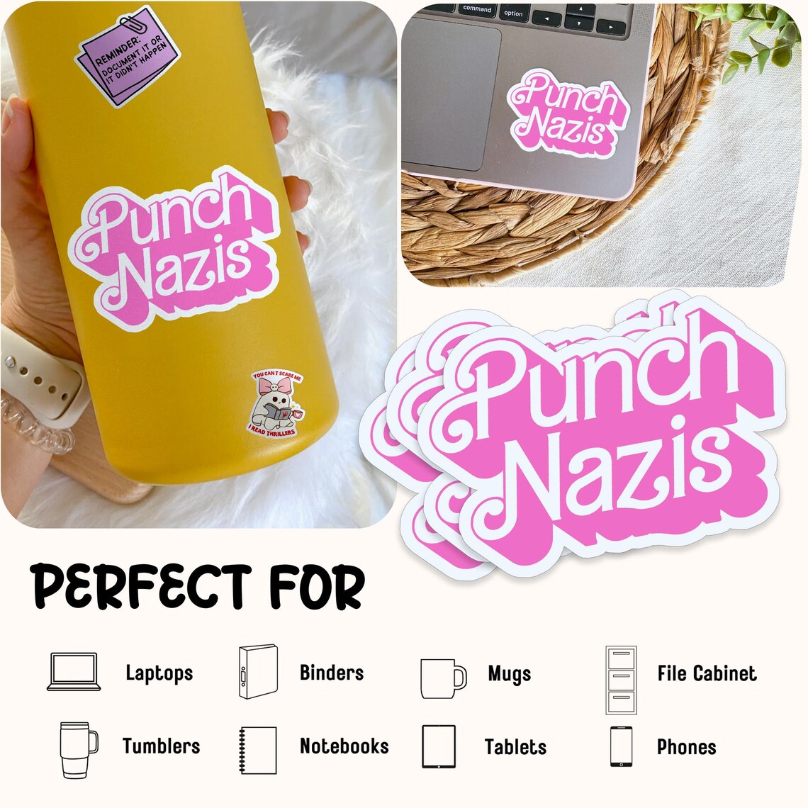 Punch Nazis Sticker, Anti Capitalist Political, Leftist Democrat ...