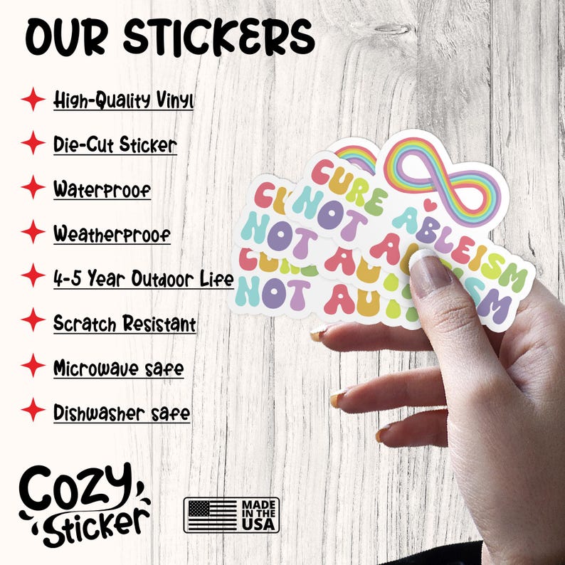 Cure Ableism Not Autism Sticker, ADHD Sticekrs Neurodivergent Autistic ...