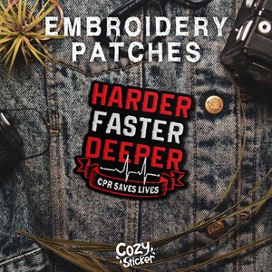 Harder Faster CPR Saves Lives Patch Funny EMT Paramedic Medical X-ray ...