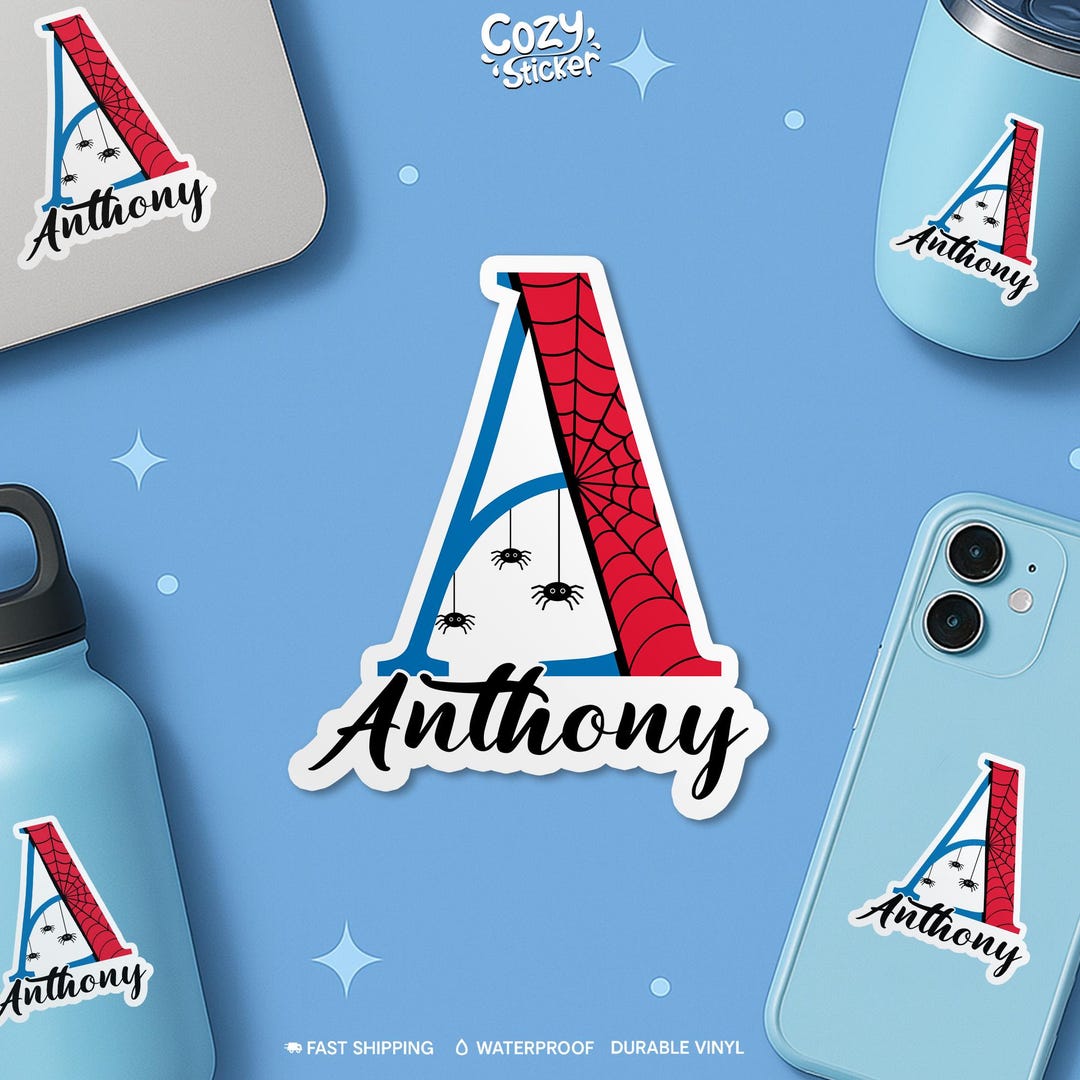 Custom Spider Name Sticker, Personalized Cartoon Comic Super Hero Names ...