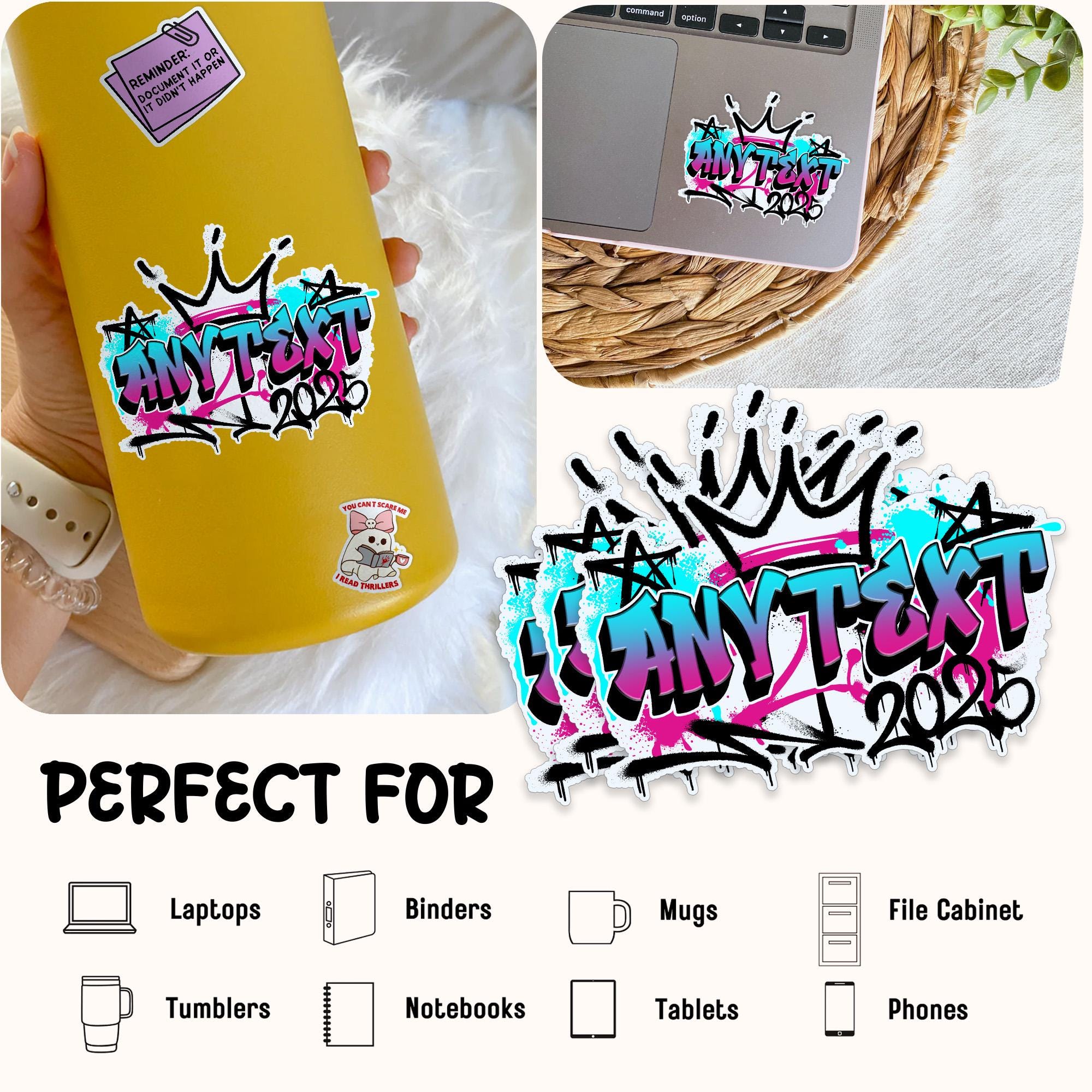 Custom Graffiti Name Sticker, Personalized Colorful Graffiti Wall Art ...