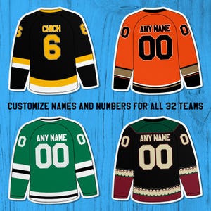 Custom Hockey Sticker, Personalized Name Number Ice Hockey Jersey Back ...