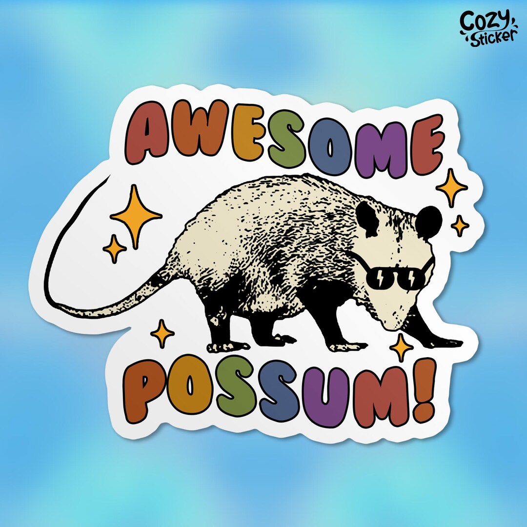 Awesome Possum Sticker, Funny Opossum Possum Stickers Animal Lover ...
