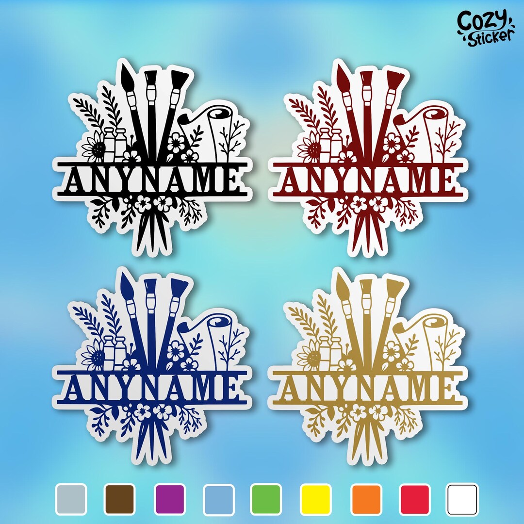 Custom Artist Art Teacher Name Sticker, Personalized Painter Art Studio ...