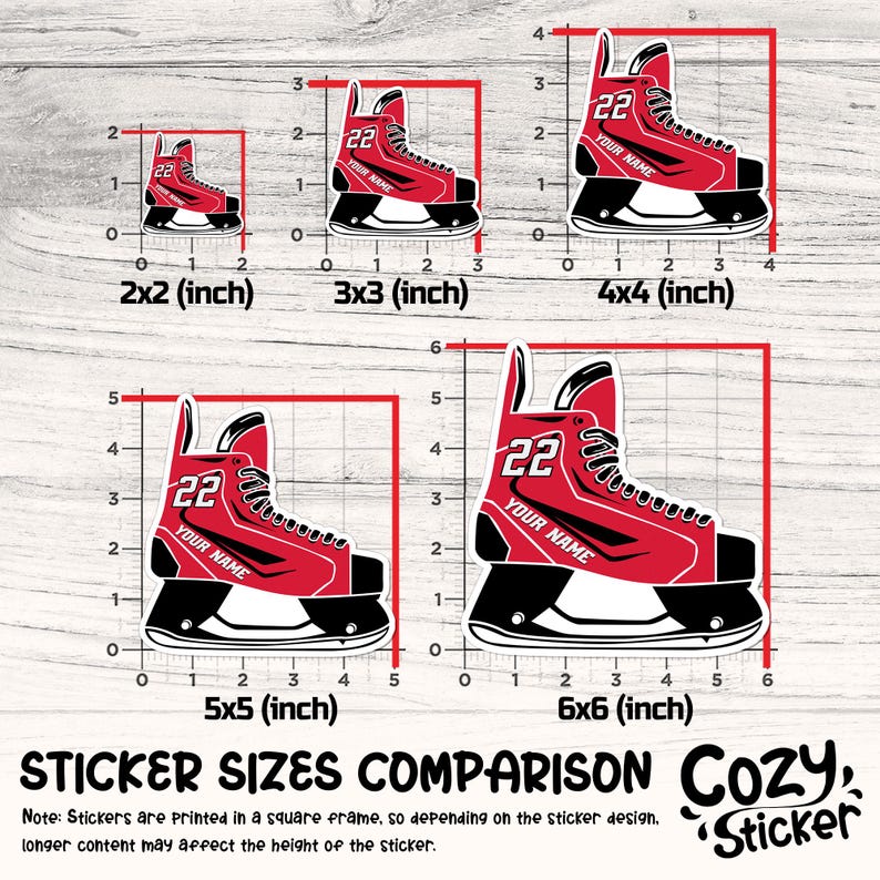 Custom Hockey Sticker, Personalized Hockey Skates Name Number Goalie ...