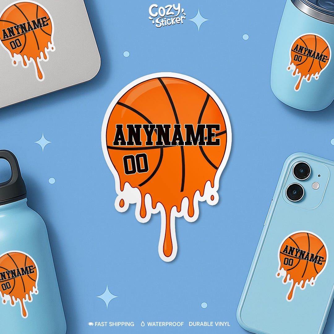 Custom Basketball Sports Mom Sticker, Personalized Dripping Basketball ...