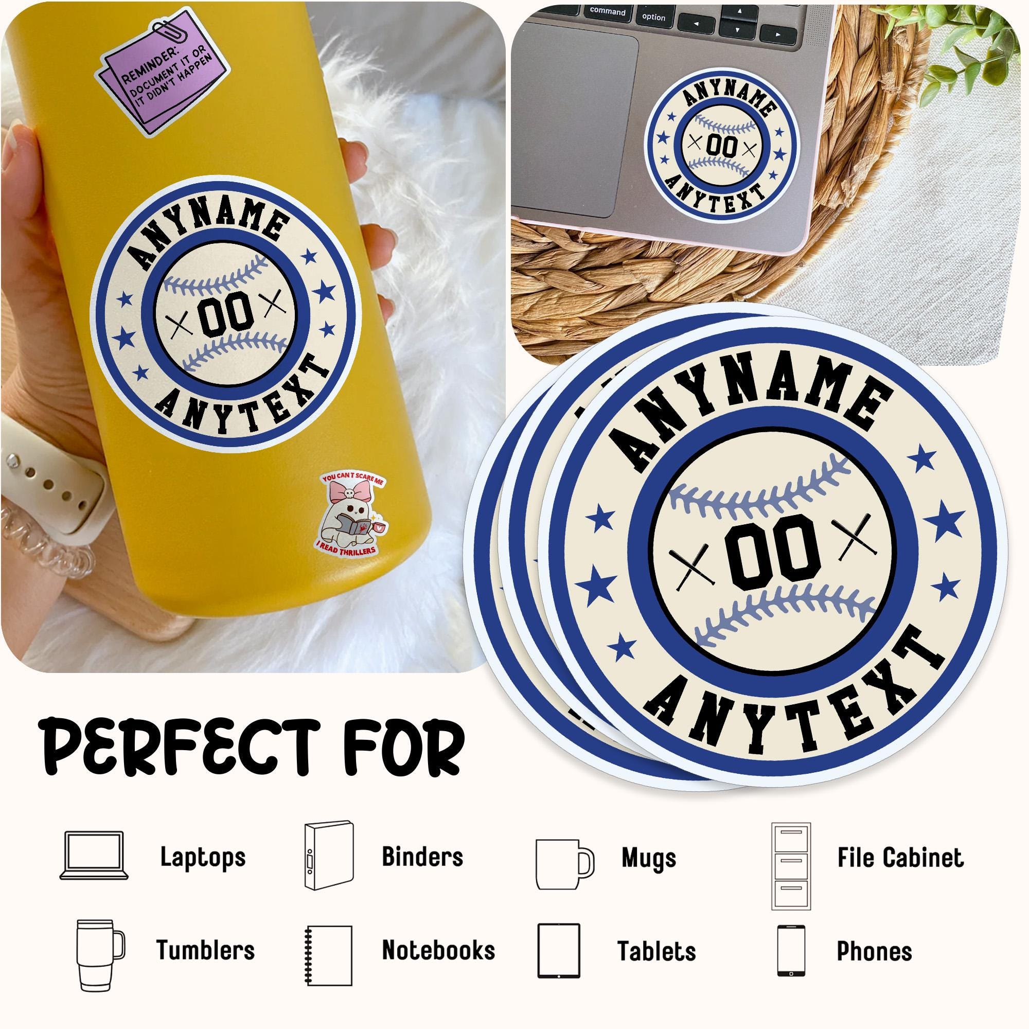 Custom Baseball Sticker, Personalized Baseball Softball Bat Knob Decal ...