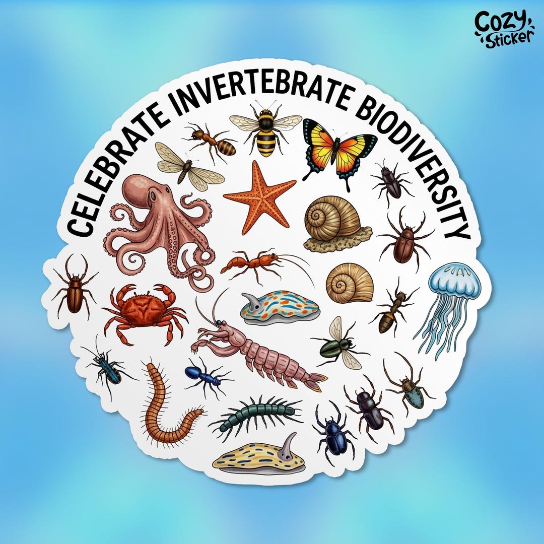 Celebrate Invertebrate Biodiversity Sticker, Entomology Insect Bugs ...