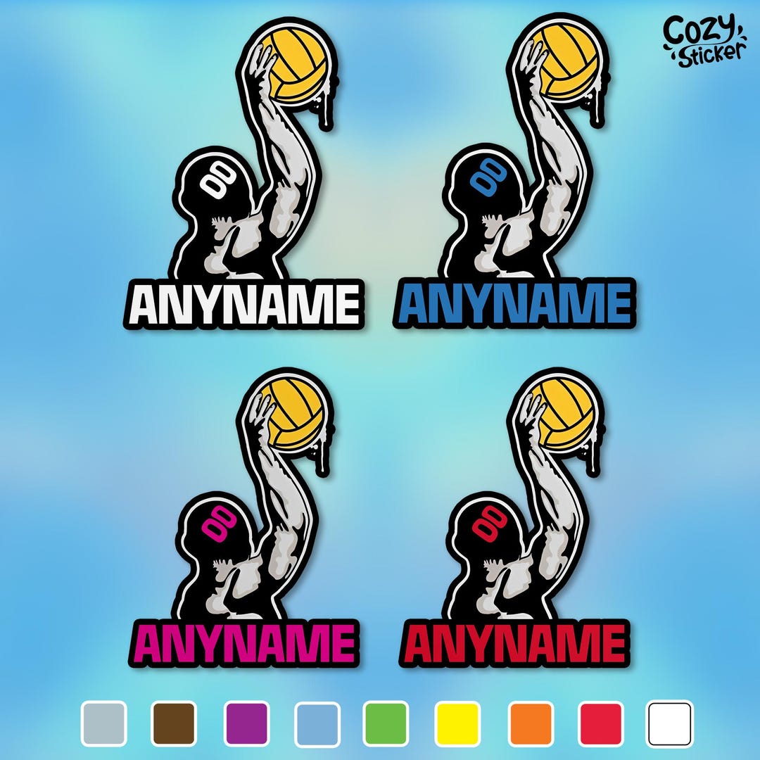 Custom Player Decal Sticker, Personalized Water Polo Name and Number ...
