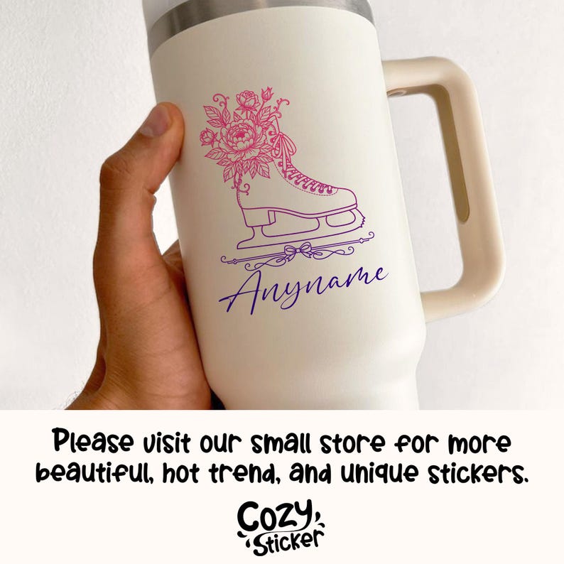 Custom Ice Skating Name Transparent Sticker, Personalized Ice Skater ...