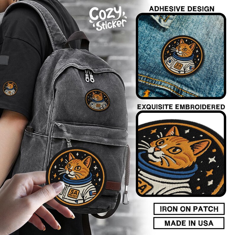 Space Explorer Cat Patch, Embroidery Patches Cool Astronaut Cat Patch ...