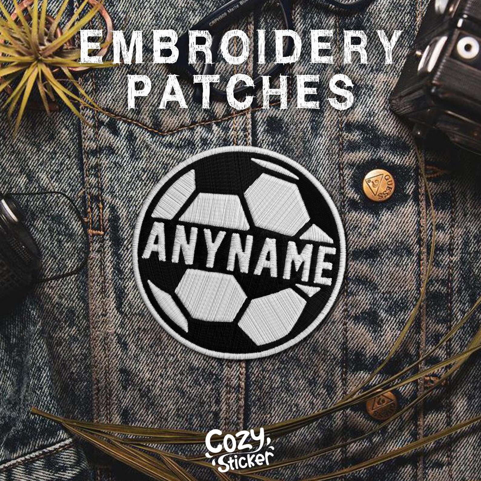 Custom Soccer Sports Embroidered Patches Personalized Soccer Ball Name ...