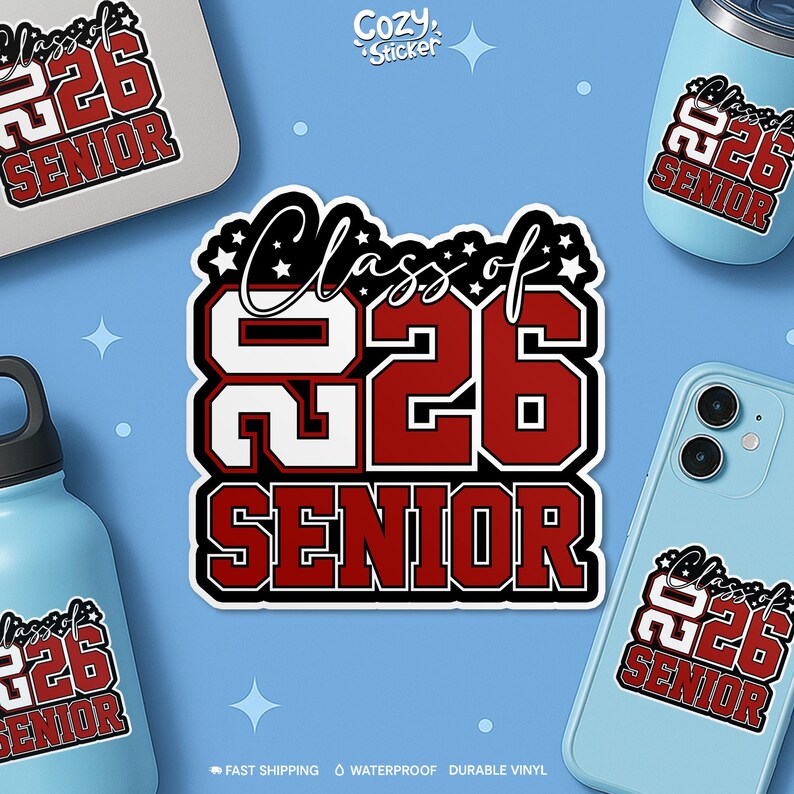 Class of 2026 Sticker, Senior Black School, High Schoolers Student ...