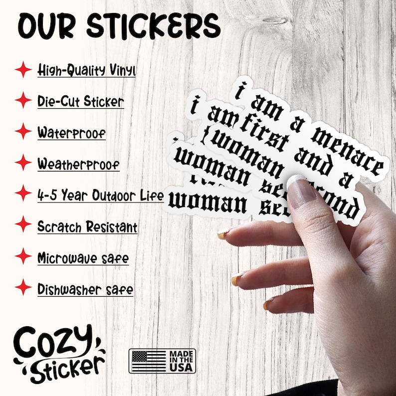 I Am A Menace First and A Woman Second Sticker, Womens Rights Feminist ...