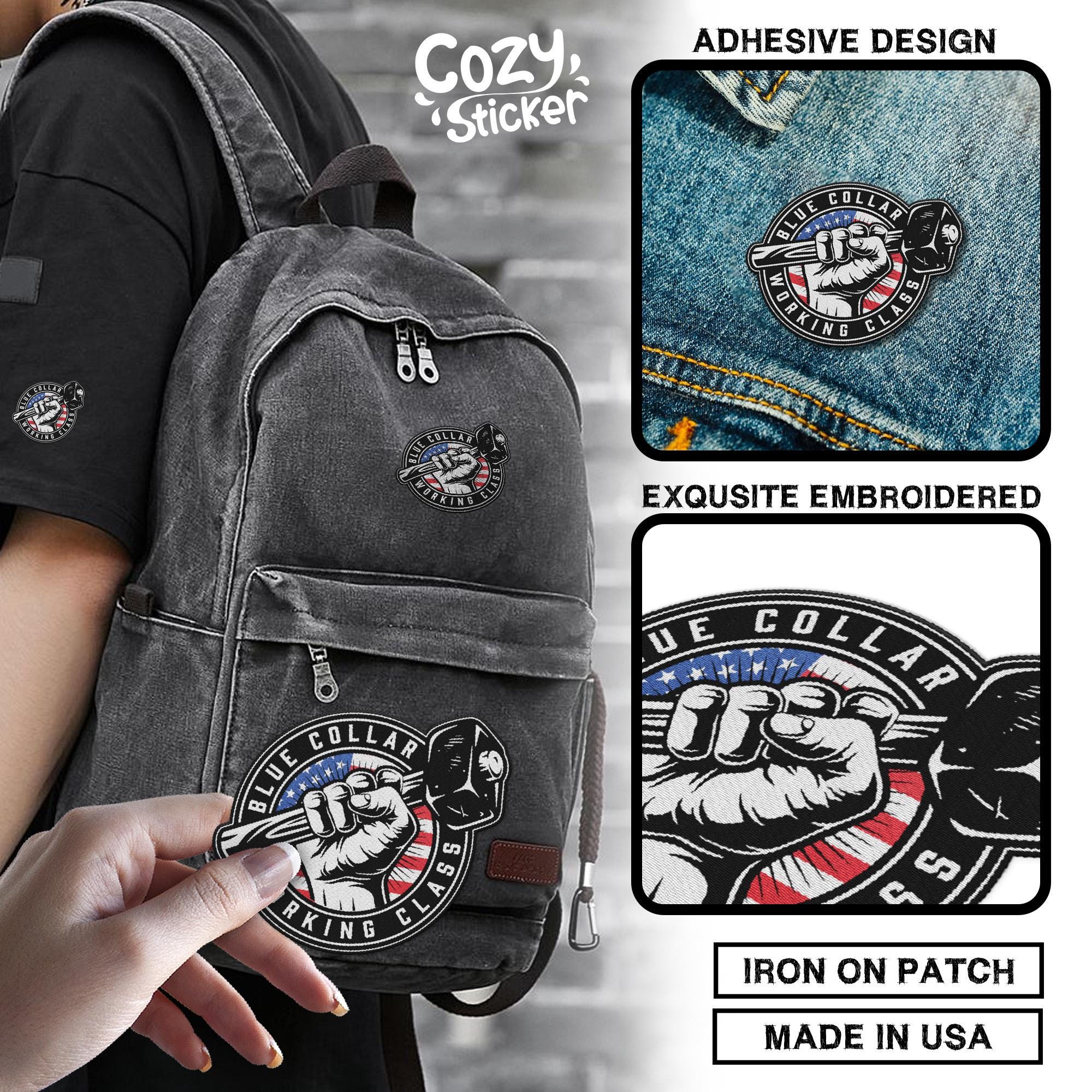 Blue Collar Working Class Patch, American Flag Mechanic Welder Tool ...