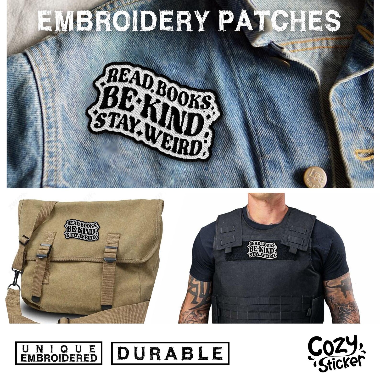 Read Books, Be Kind, Stay Weird Patch Reading Book Lovers Quote ...
