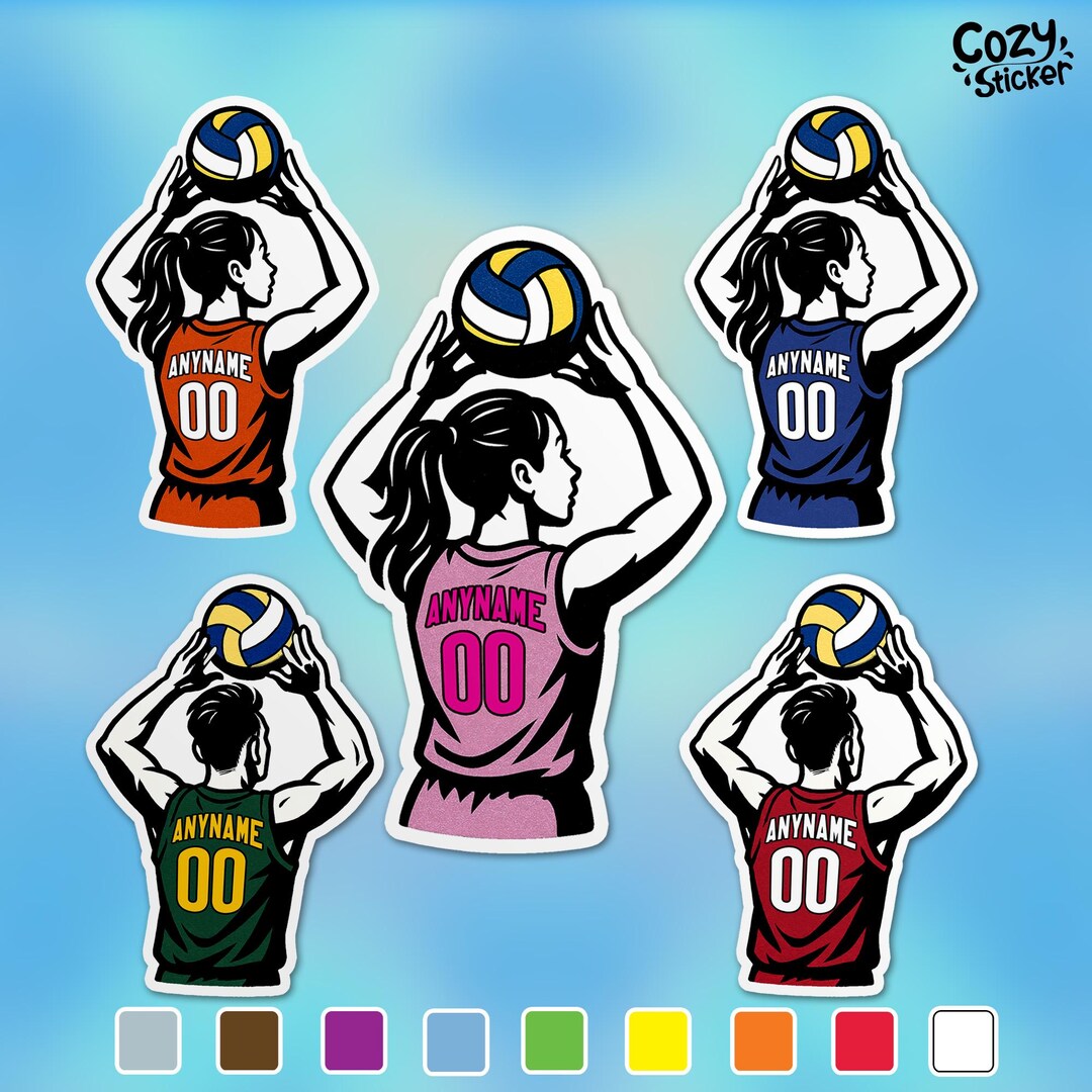 Custom Volleyball Player Sticker, Personalized Volleyball Sports Name ...