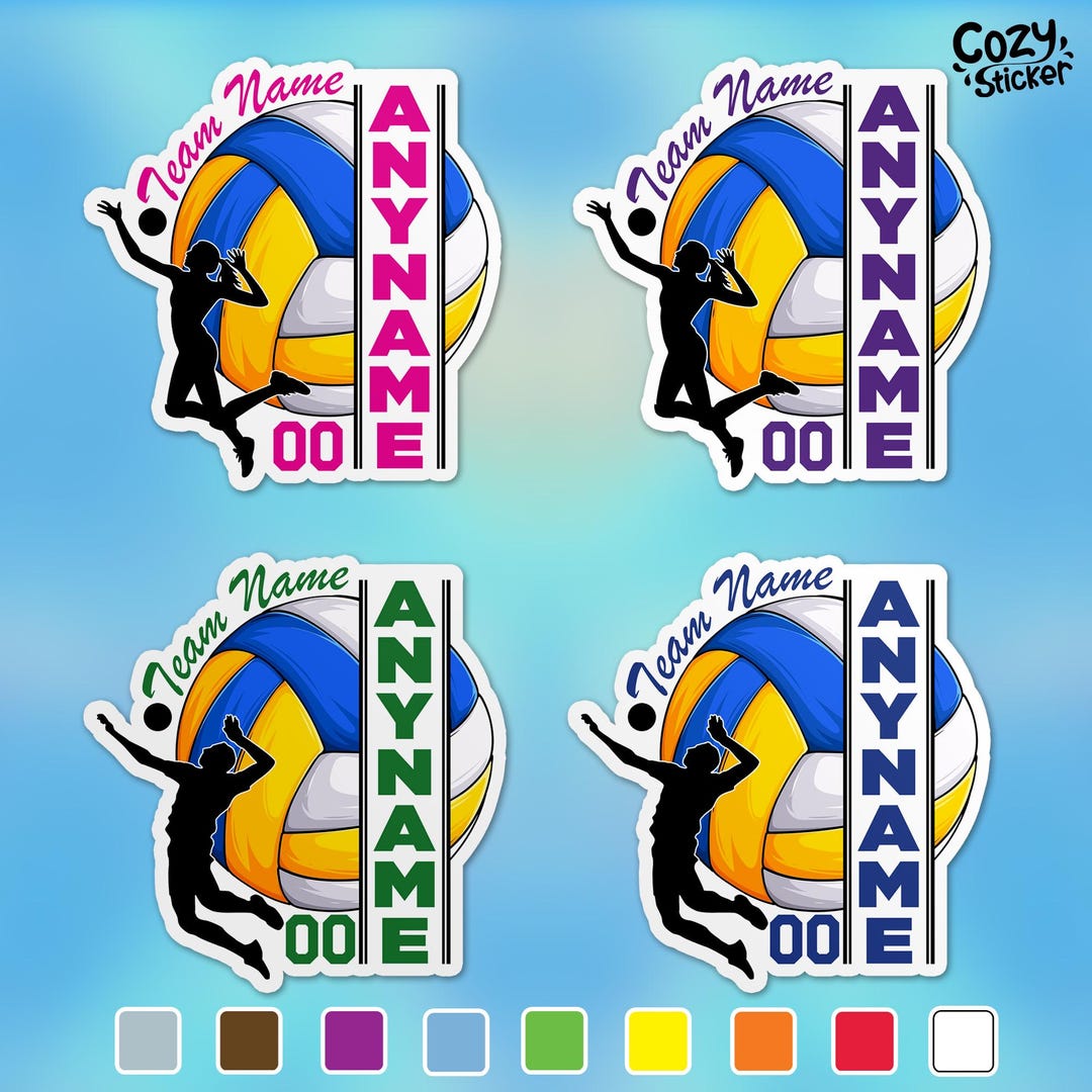 Custom Volleyball Sticker, Personalized Volleyball Team Name and Number ...