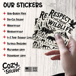 Respect the Local Wildlife Sticker, Retro Mountain, Nature Lover ...