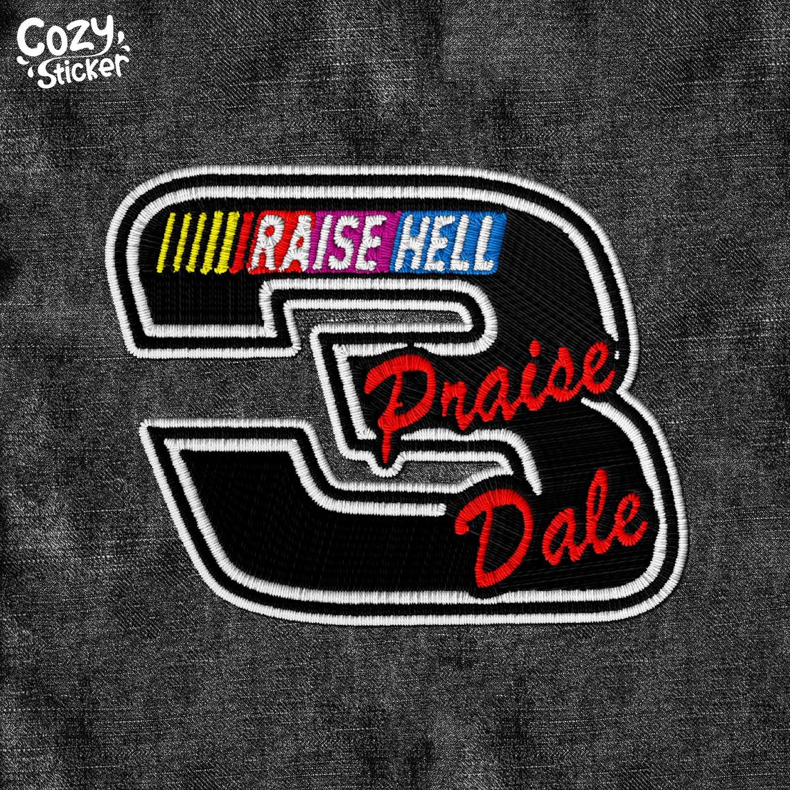 Raise Hell Praise Dale 3 Patch Racing Race Funny Patches Applique for ...