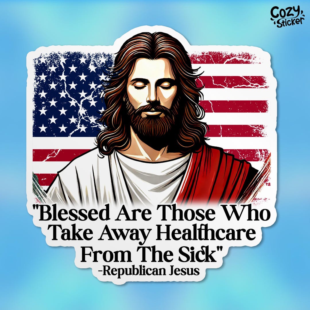 Republican Jesus Sticker Funny Leftist Liberal Political Human Rights ...
