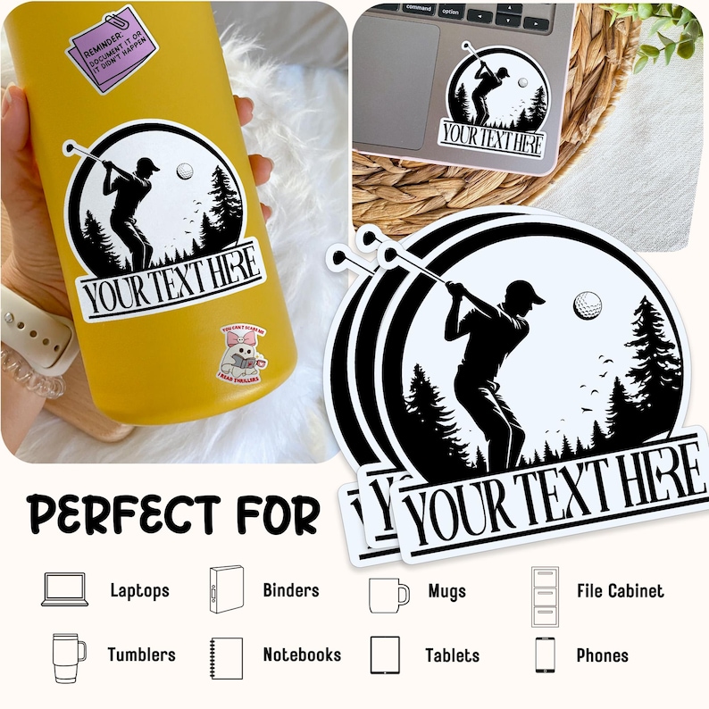 Custom Golf Name Sticker, Personalized Golf Sports Team Name Stickers ...
